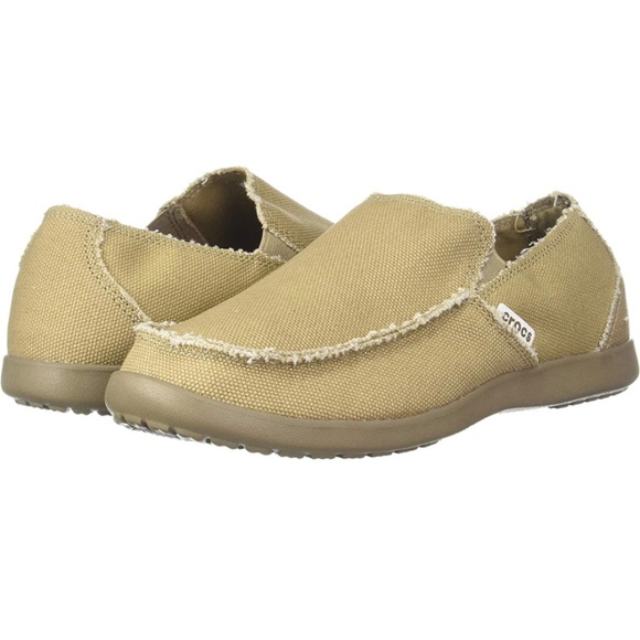 CROCS | Shoes | Crocs Mens Santa Cruz Khaki Loafers Canvas Shoes Size ...